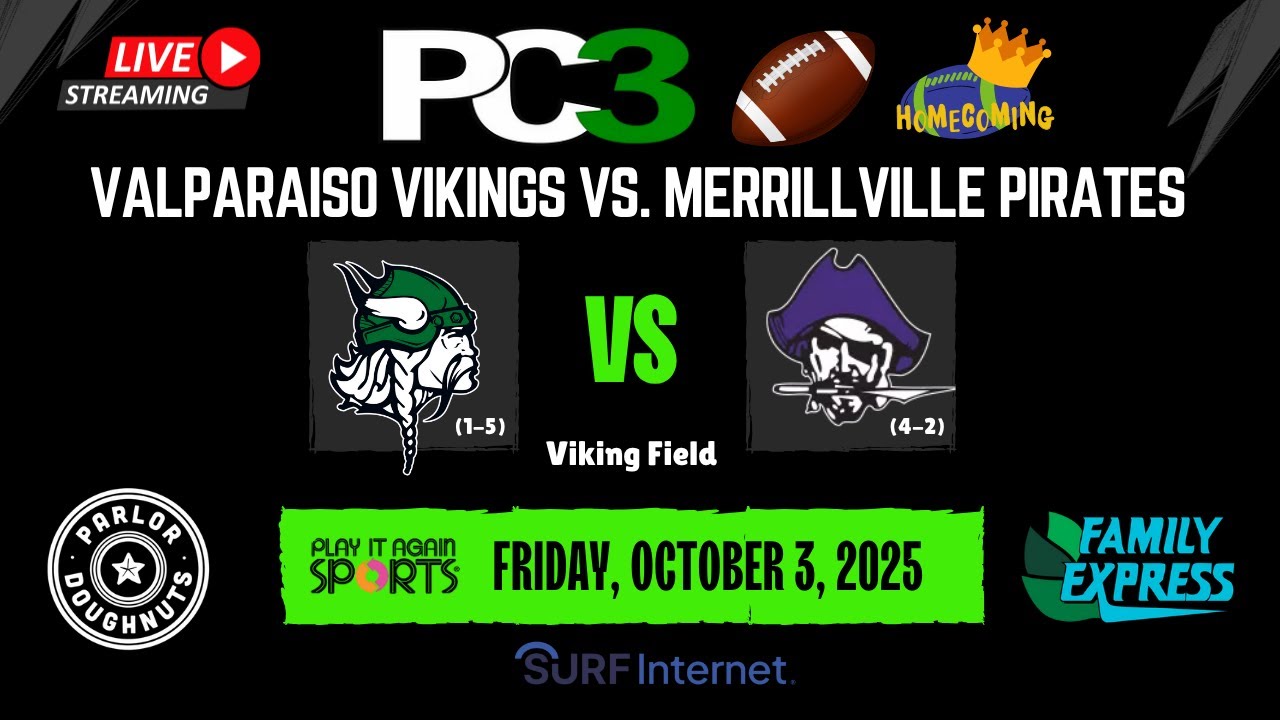 PC3 Sports - Valparaiso Vikings vs Merrillville Pirates Football ...