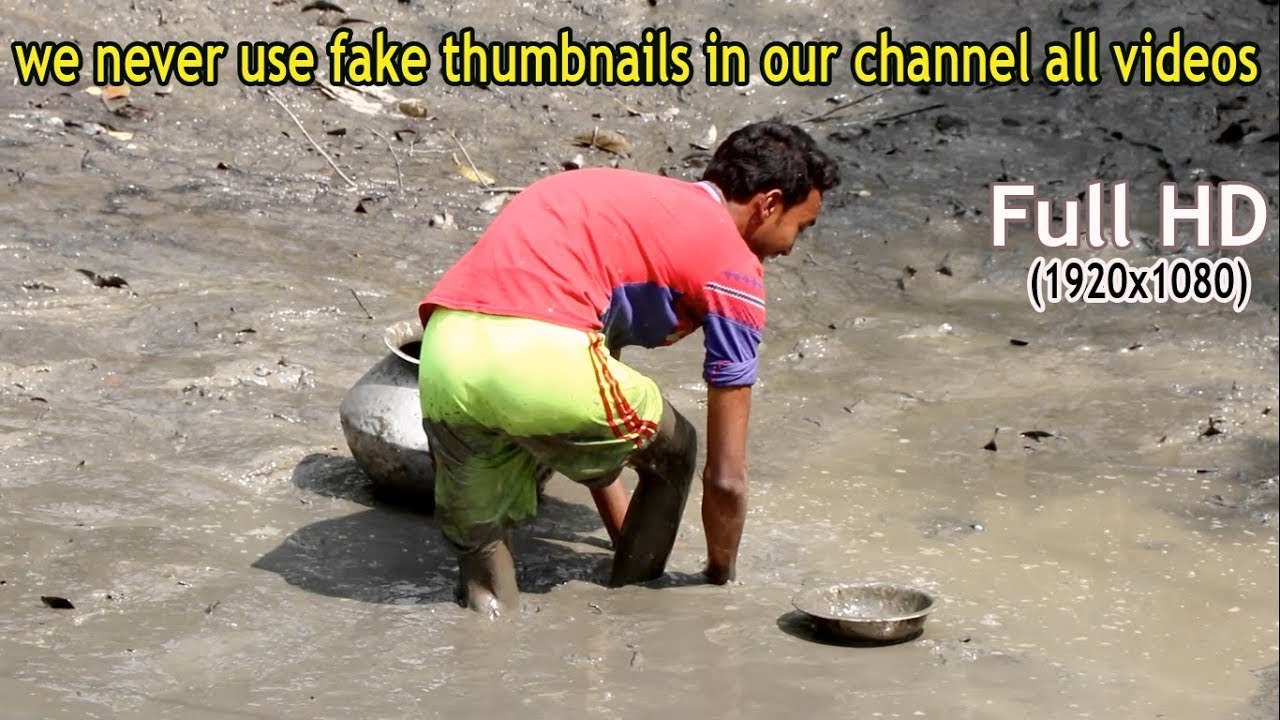 fishing video । people catching many kind of fishes in mud water by ...