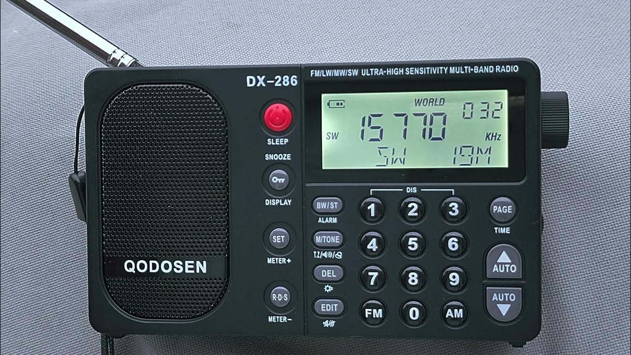 Radio Slovakia International via WRMI 15770 kHz Shortwave Qodosen DX-286 on telescopic antenna ...