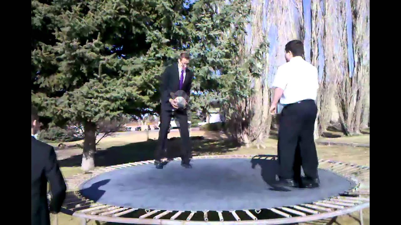 bowling ball on trampoline - YouTube
