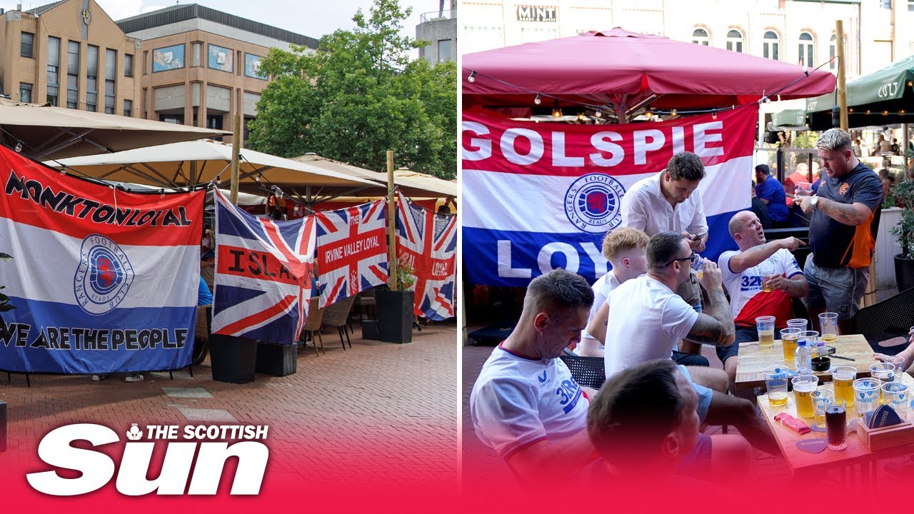 PSV EINDHOVEN V RANGERS: Gers fans gather in sunny Eindhoven square ...