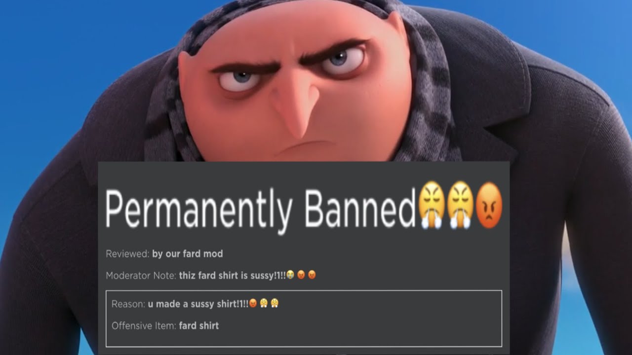 gru gets banned from roblox - YouTube
