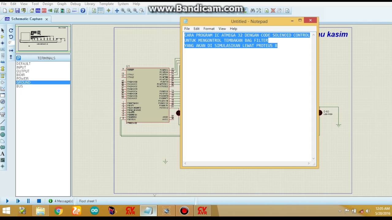 Simulasi cara program ic atmega 32, solenoid control - YouTube
