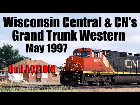 May 1997 Wisconsin Central & CN's Grand Trunk Western, WC GP7 GP38-2 AMTK P32BWH CN SD40-3 GTW ...