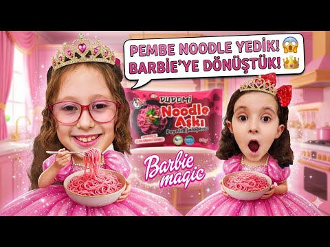 BAHAR VE BANU ALYA PEMBE NOODLE YEDİ !! BARBİE DÖNÜŞTÜ !! 