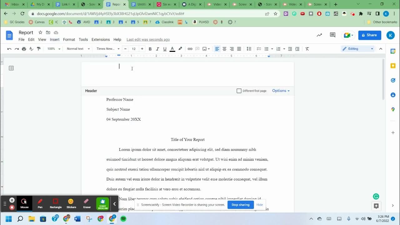 Formatting Header for MLA in Google Docs - YouTube