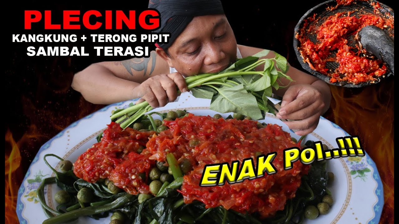 MUKBANG PLECING KANGKUNG TERONG PIPIT SAMBAL TERASI, PEDAS BIKIN NGILER ...