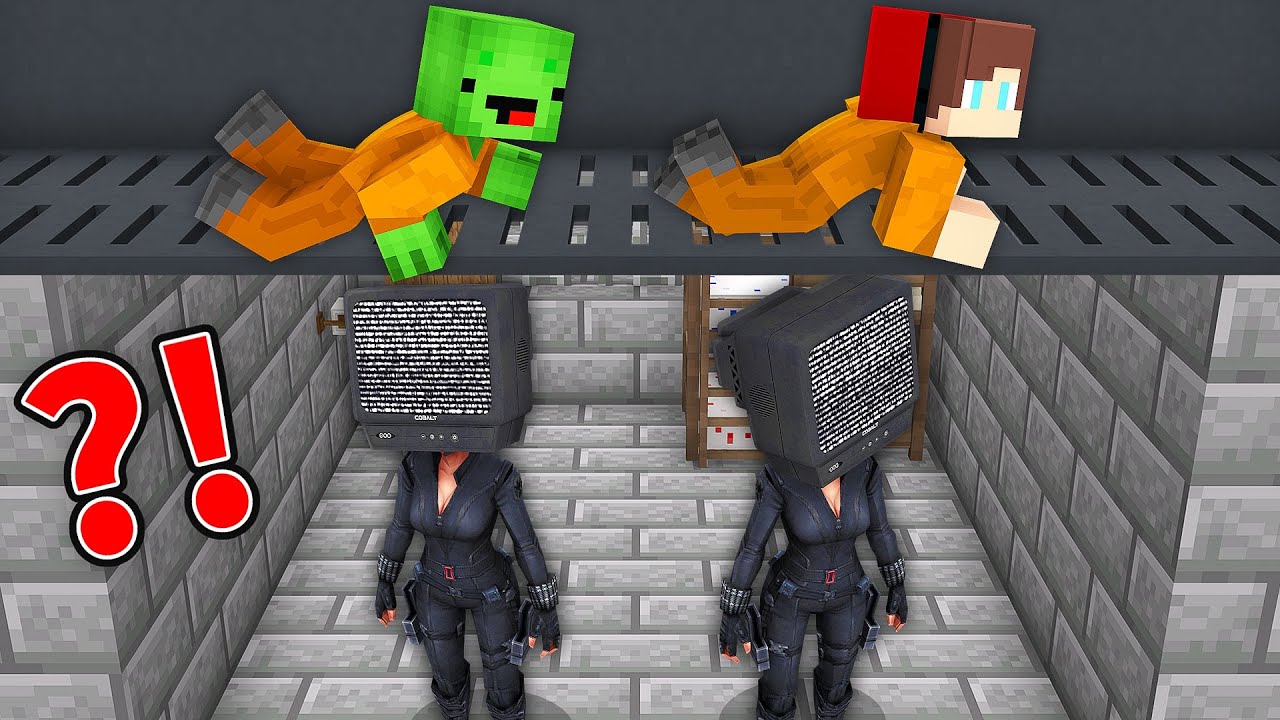 Jj And Mikey Escape From Tv Woman Prison In Minecraft Maizen Youtube