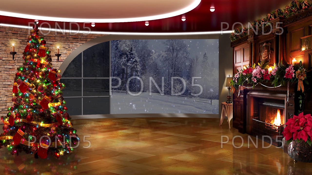 Christmas TV Studio Set 15 - Virtual Green Screen Background Loop - YouTube