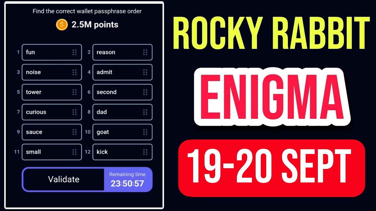 Rocky Rabbit Enigma Today 20 September | Rocky Rabbit Passphrase Today ...
