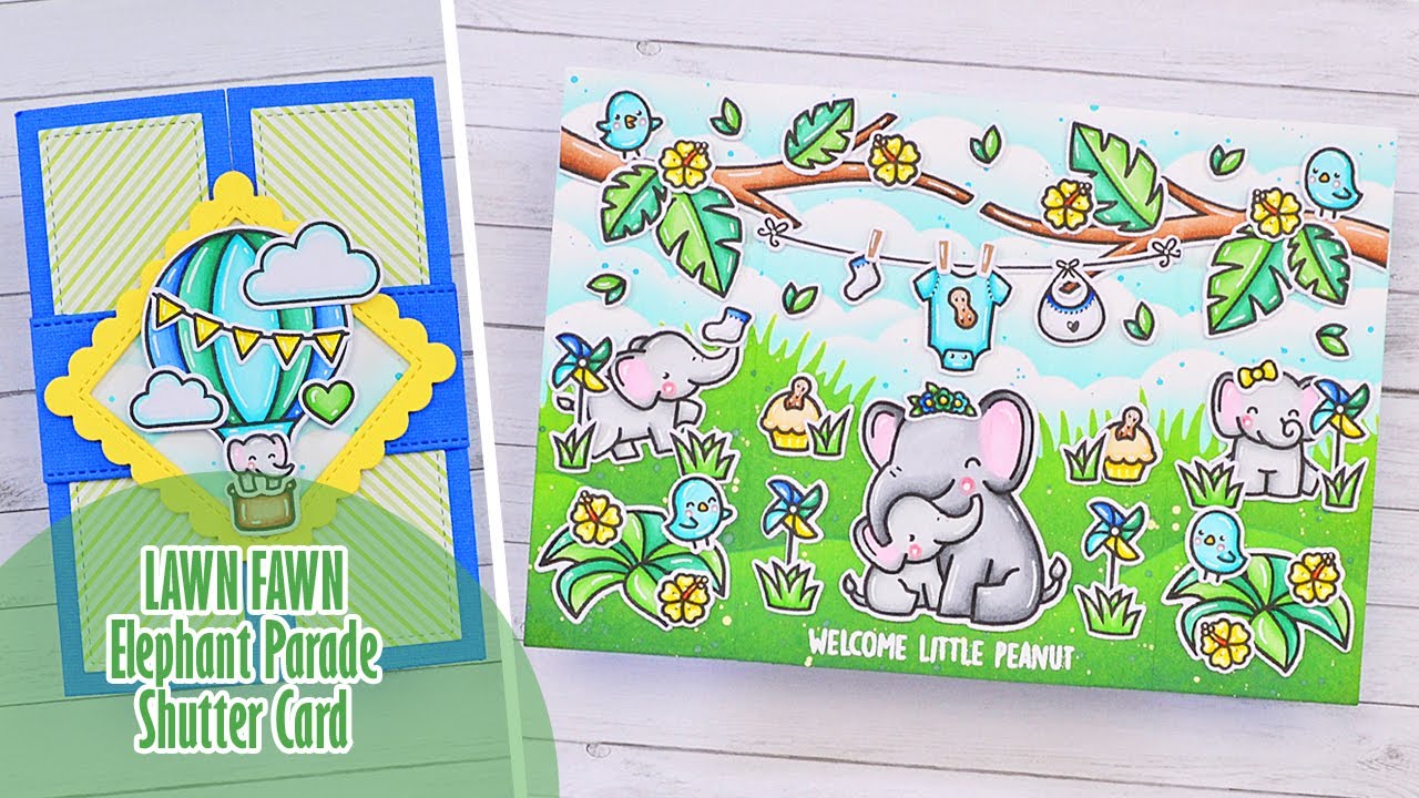 🐘 LAWN FAWN || Elephant Parade Shutter Card - YouTube