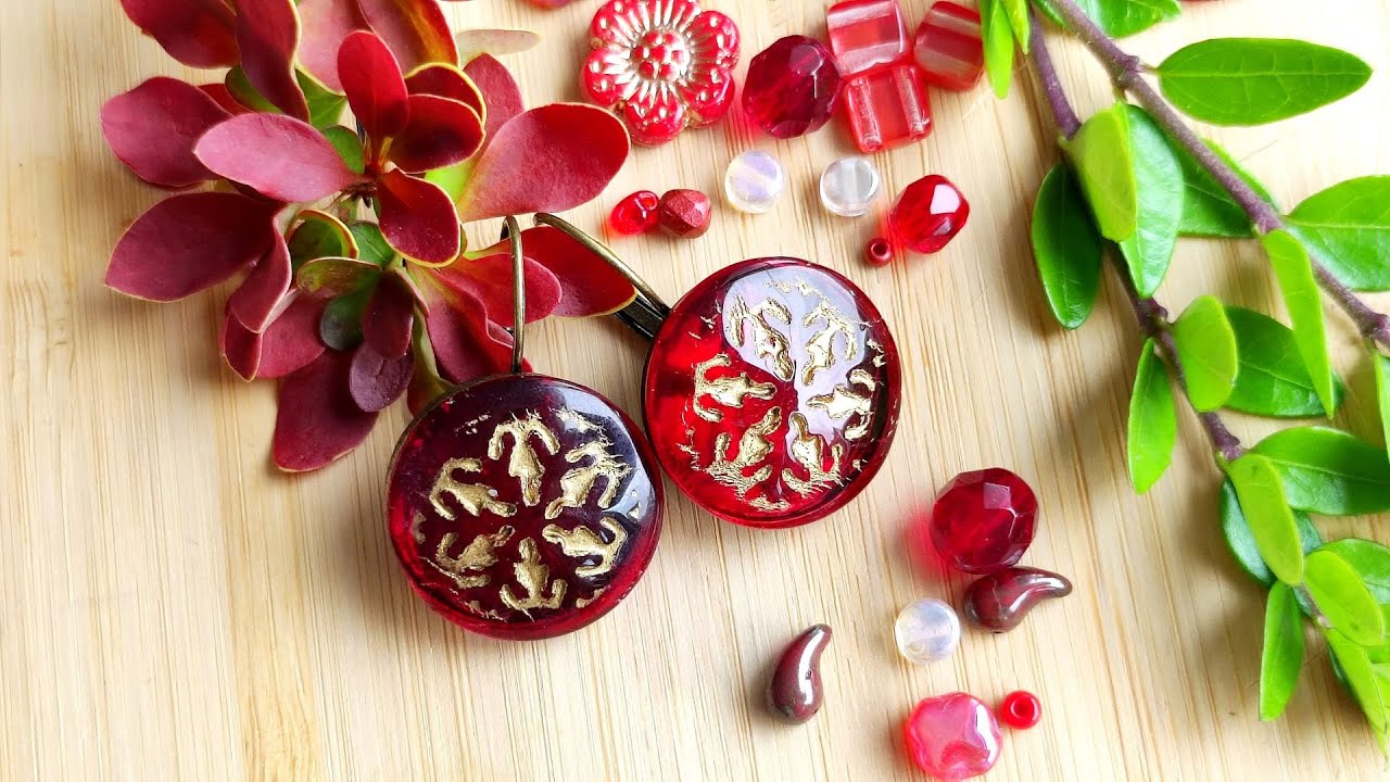 Mix of Pressed Czech Glass Beads of different shapes and sizes & Glass ...