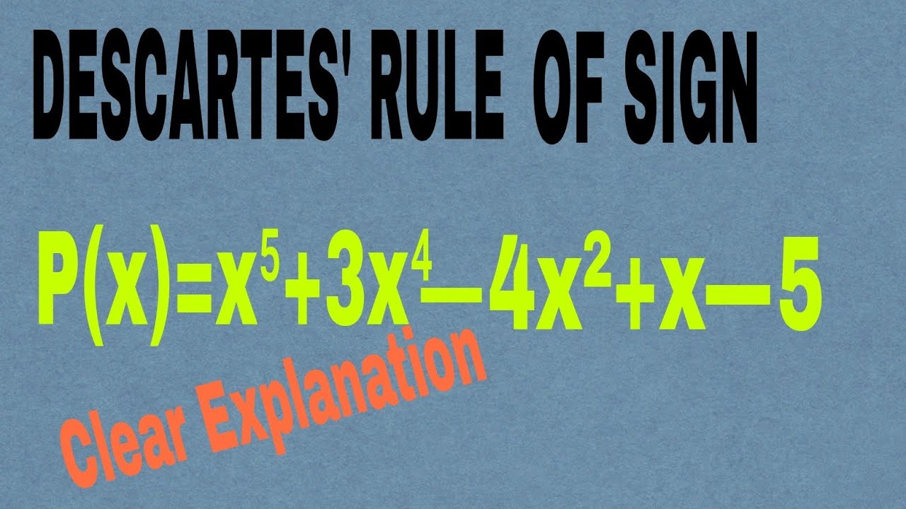 Descartes Rule of Sign | Descartes Rule | Descartes Method - YouTube