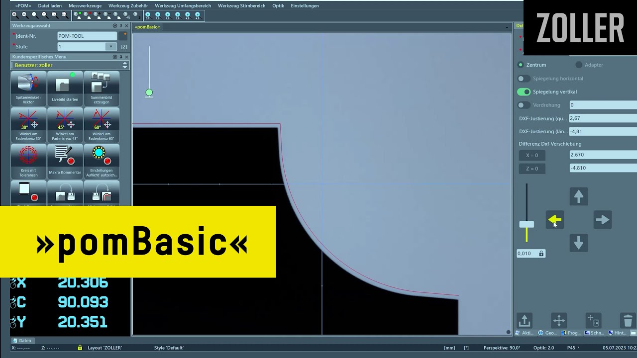 ZOLLER »pomBasic« — DXF-Vergleich mit Sollkonturlinie und ...