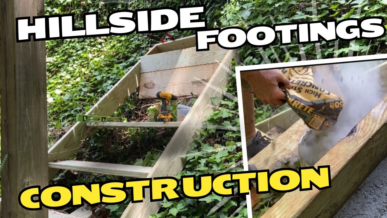 DIY pouring footings on a slope Deck Repair - YouTube
