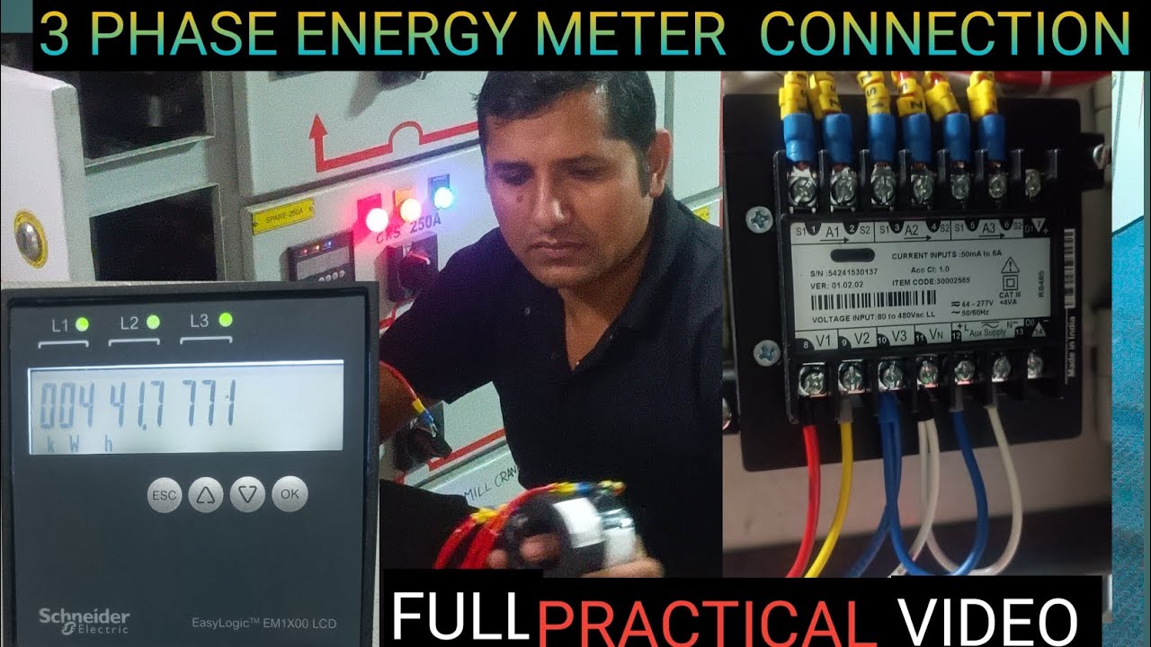 3 Phase Energy Meter Connection With CT Full Practical Video - YouTube
