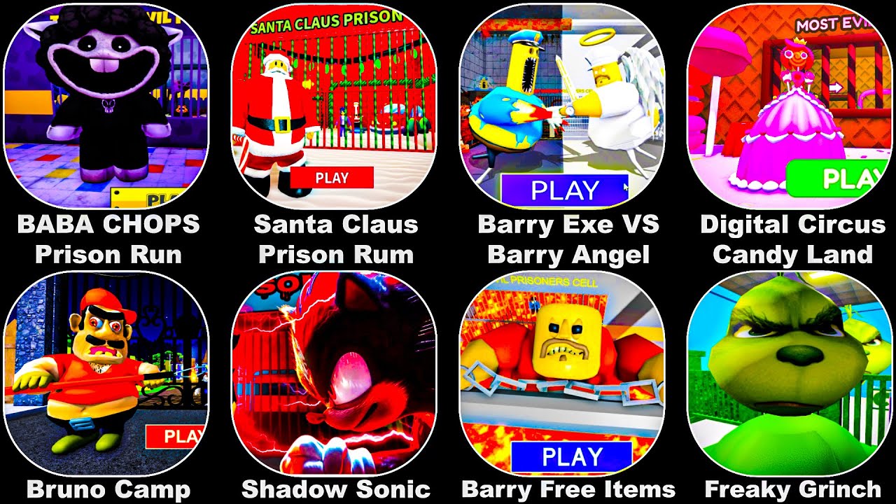 God Mode Barry's Prison Run,Santa Claus Prison Run,Digital Circus Candy ...