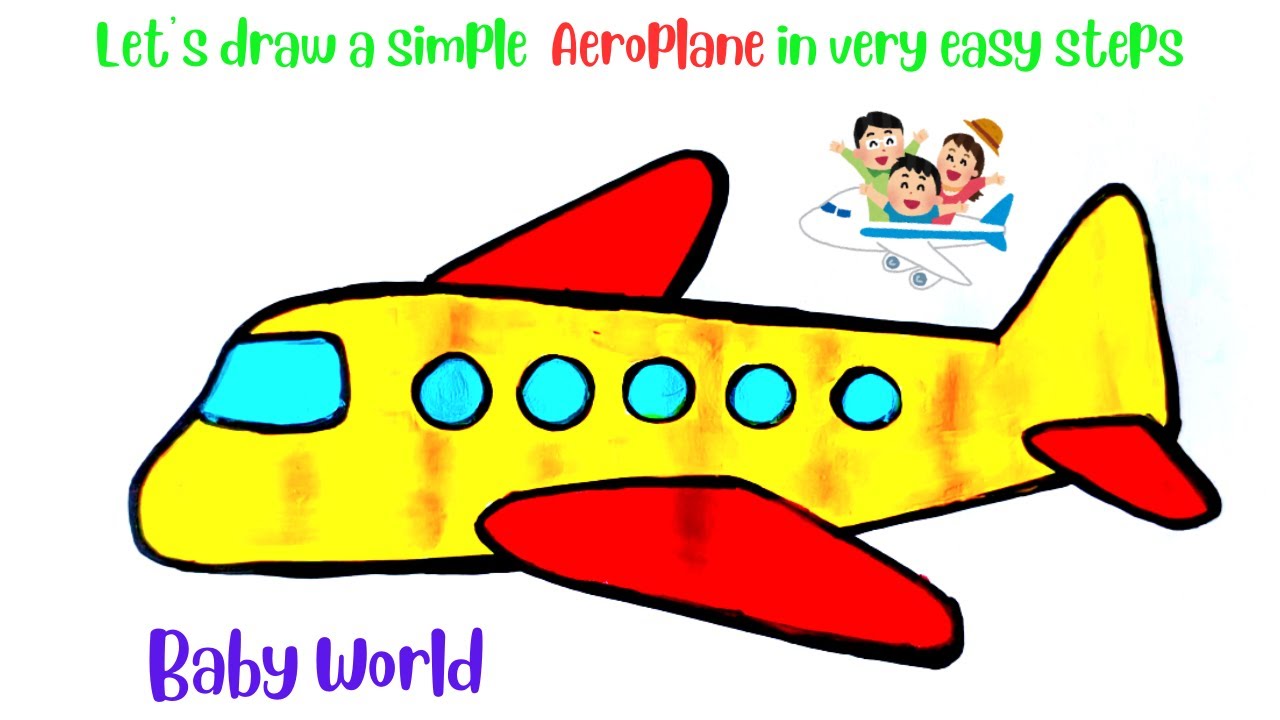 Draw and Paint an Airoplane | Learn to draw an Airplane or Aircraft # ...