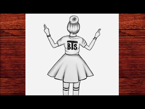 Arkası Dönük BTS Kız Çizimi - Kolay Bir Kız Nasıl Çizilir - Bts Drawing and Bts Girl Drawing [2022]