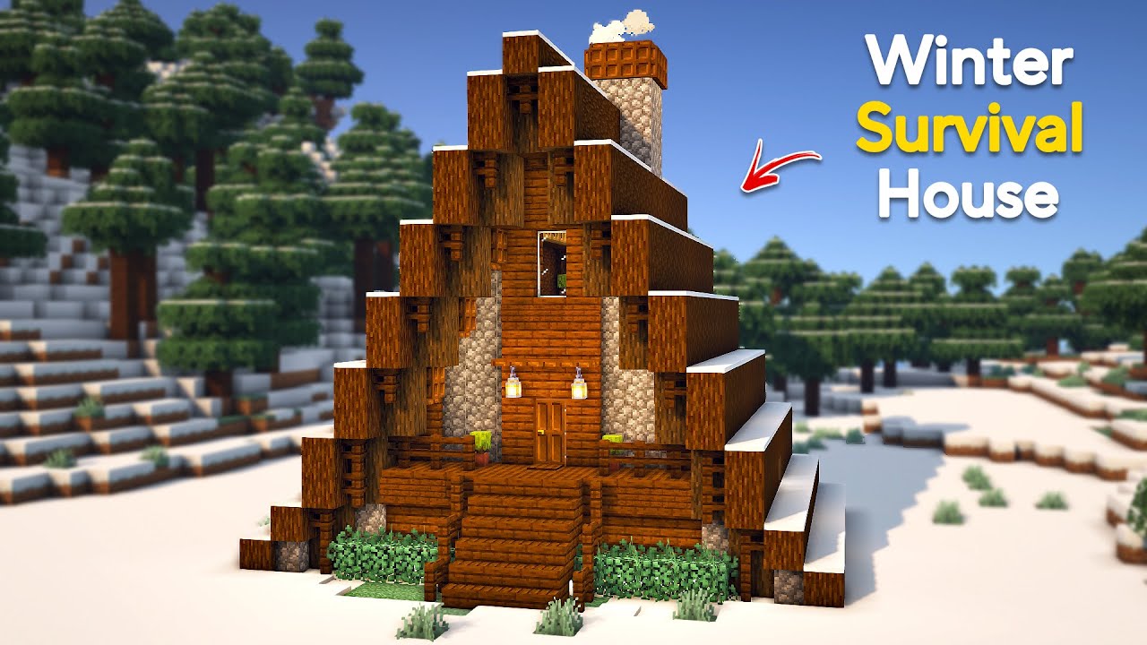 Minecraft | How To Build A Winter Survival Cabin - Tutorial - YouTube