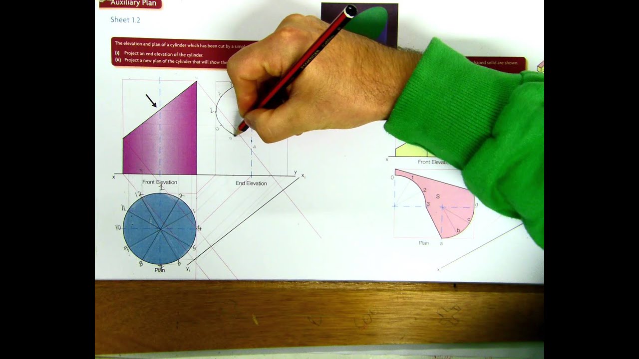 DCG 5th, Sheet 1.2 - Q 1, End view and true shape - YouTube