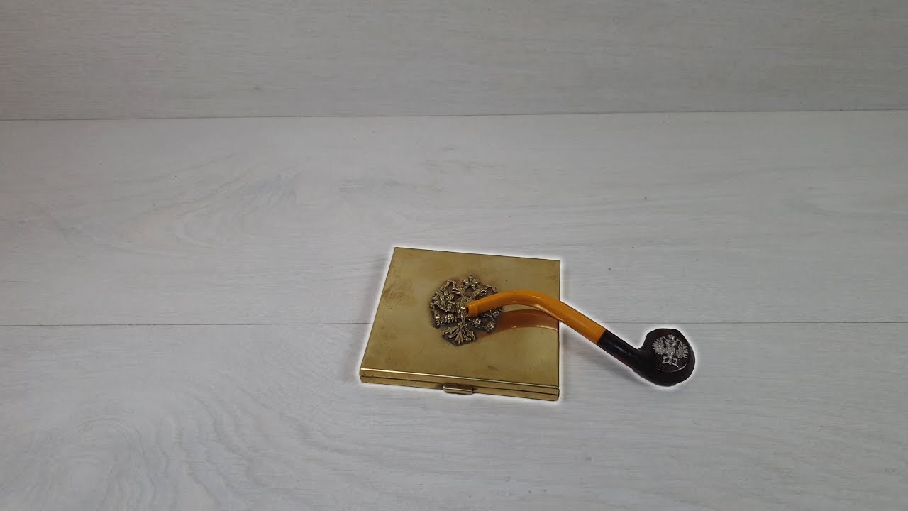 Antique or Vintage Russian Tobacco Box & Smoking Pipe - YouTube