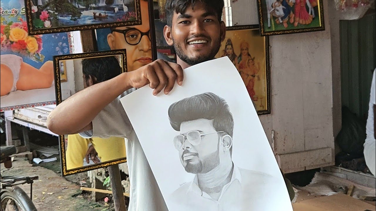 Himanshu ka birthday Drawing frame karaya / portrait drawing / drawing ...