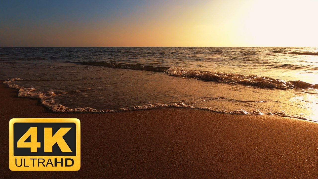 4K Calm Sunrise Sea Waves Sound 🌅 NO MUSIC - Relaxing Nature Video for ...