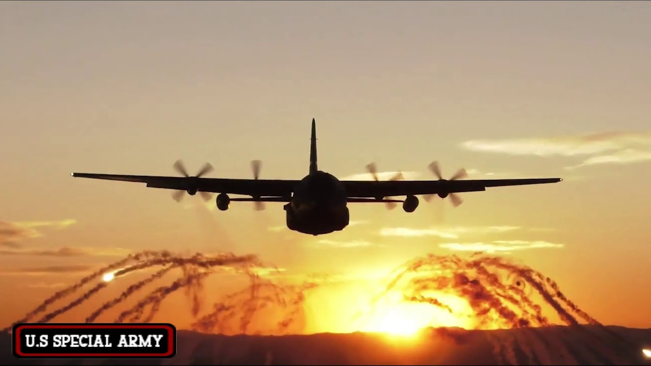 C 130 Hercules Firing Flares and Rides Into - YouTube