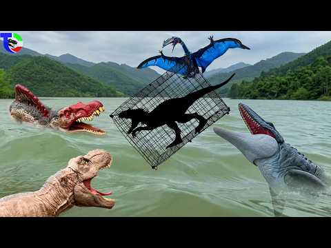 SPINOSAURUS Vs T-REX Vs MOSASAURUS 🦖INDOMINUS Escapes! Jurassic World