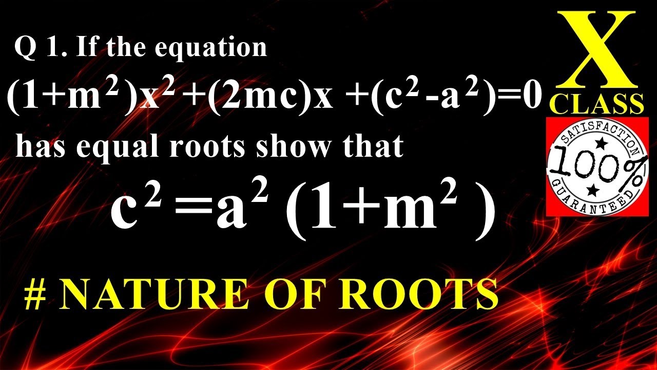 Quadratic Equation Maths If the equation (1+m square) x square +2m cx+ ...