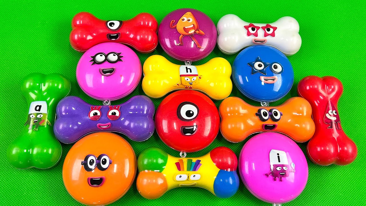 Digging up Numberblocks with CLAY in Bone & Cake Shapes Coloring ...