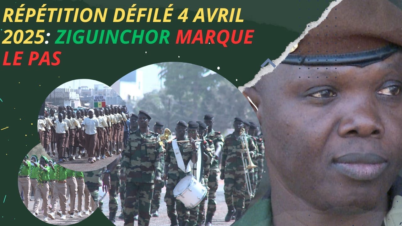 Répétition défilé 4 Avril 2025: Ziguinchor marque le pas - YouTube
