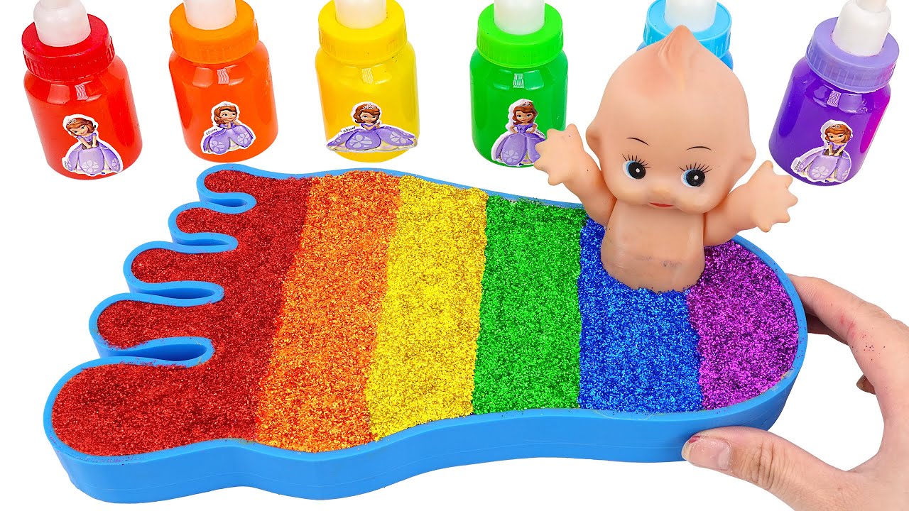 Satisfying Video l How to make Mixing Slime Foot into Bathtub & Rainbow ...