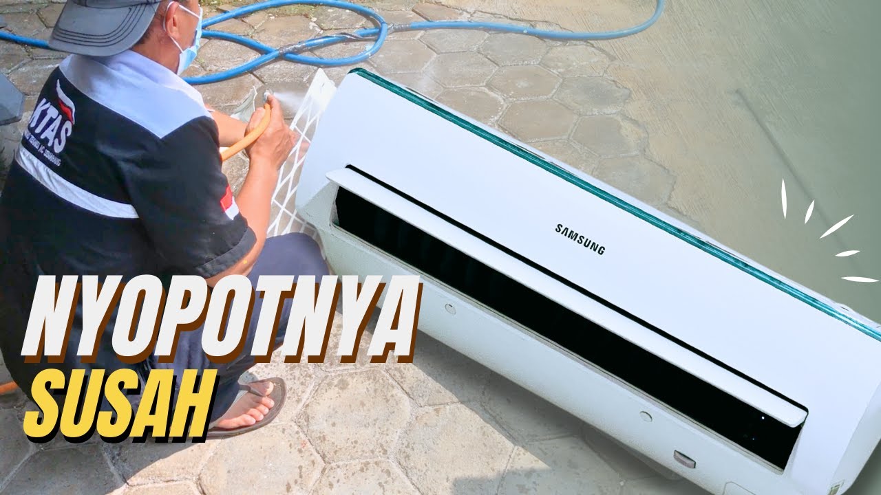 Cuci AC Samsung Triangle 1/2PK AR05KRFSVURN - YouTube