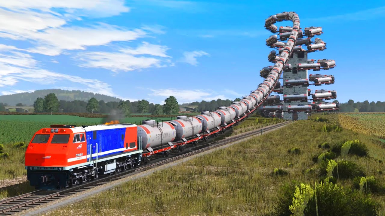 Longest Train Jump & Wrap Watchtower | Kereta Api Terbang Berputar ...