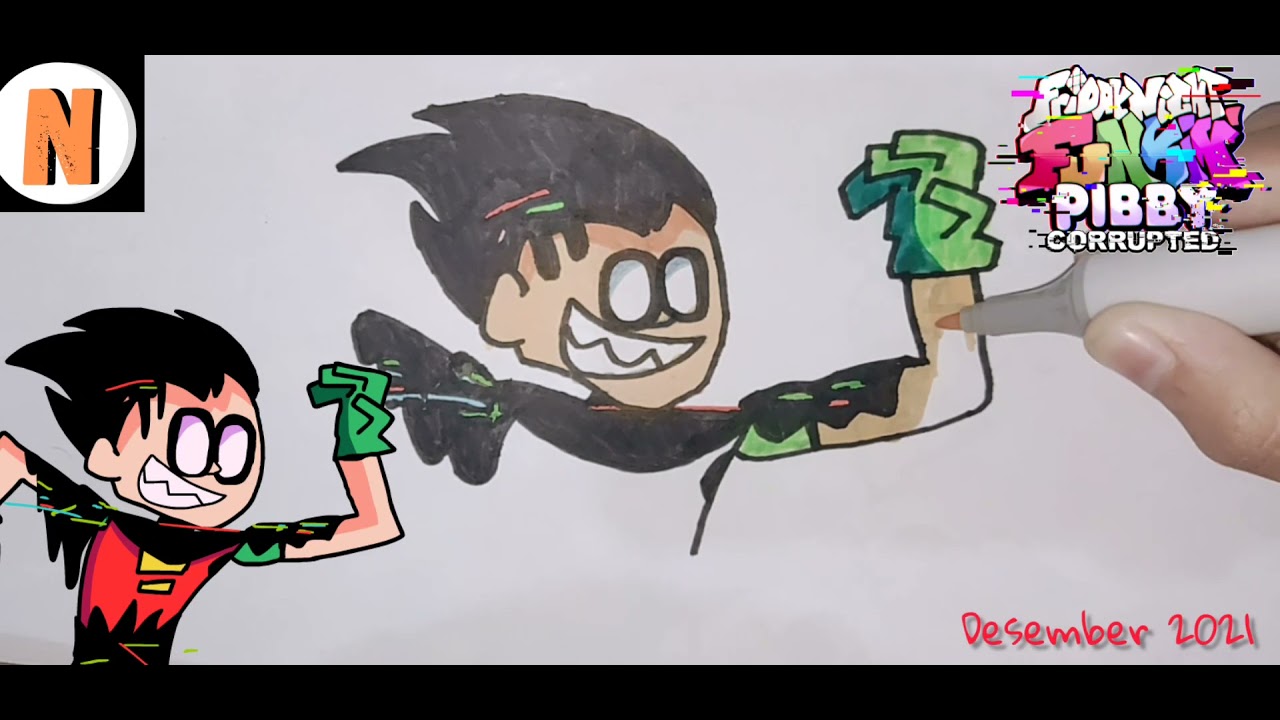 How To Draw FNF Glitch Robin - YouTube