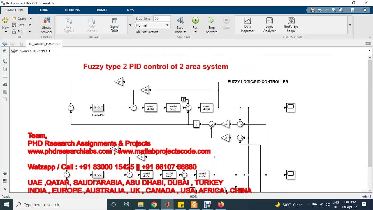 Fuzzy type 2 PID control of two area system - MATLAB SIMULINK - YouTube