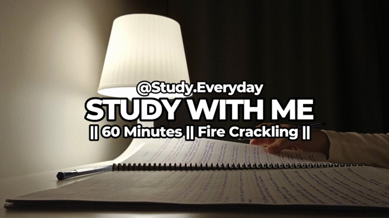 STUDY WITH ME for 1 hour 📚 || No Breaks and Relaxing Fire Crackling ...