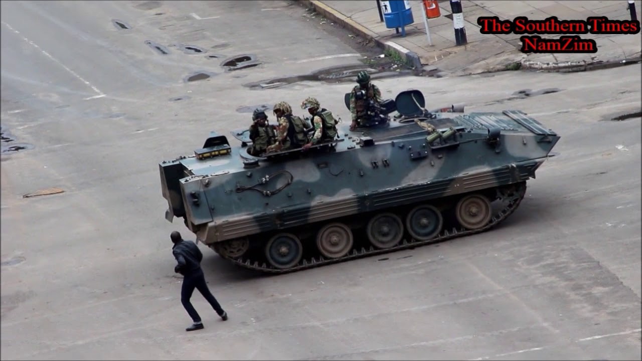 Zimbabwe National Army tanks in Harare - YouTube