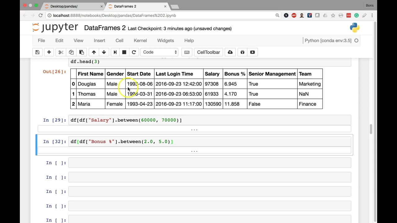 7 Dataframes Ii The Between Method Youtube