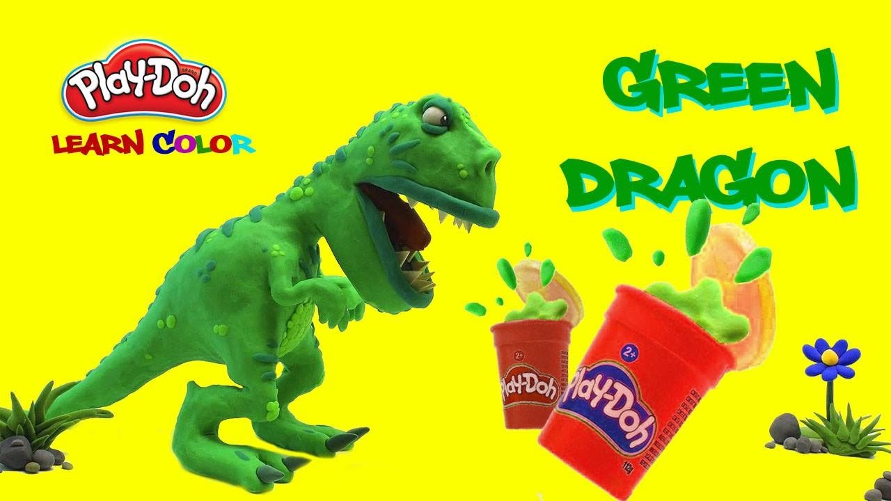 Lean color with play doh surprise egg green dragon Learning color for ...