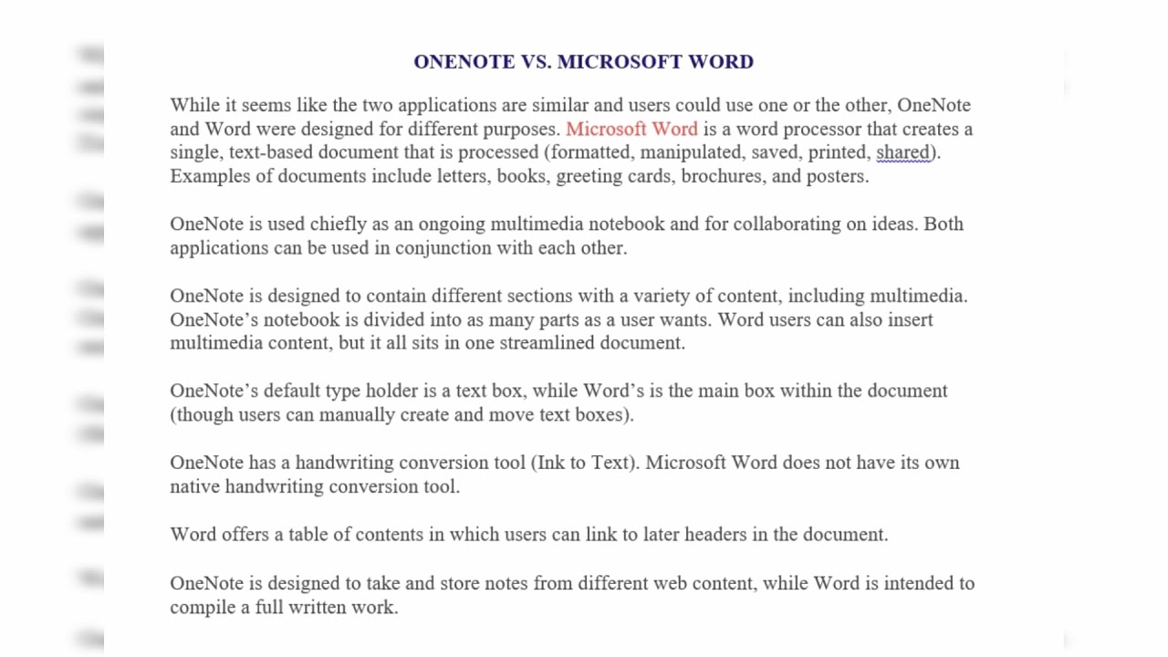 Difference between OneNote and Microsoft Word . - YouTube