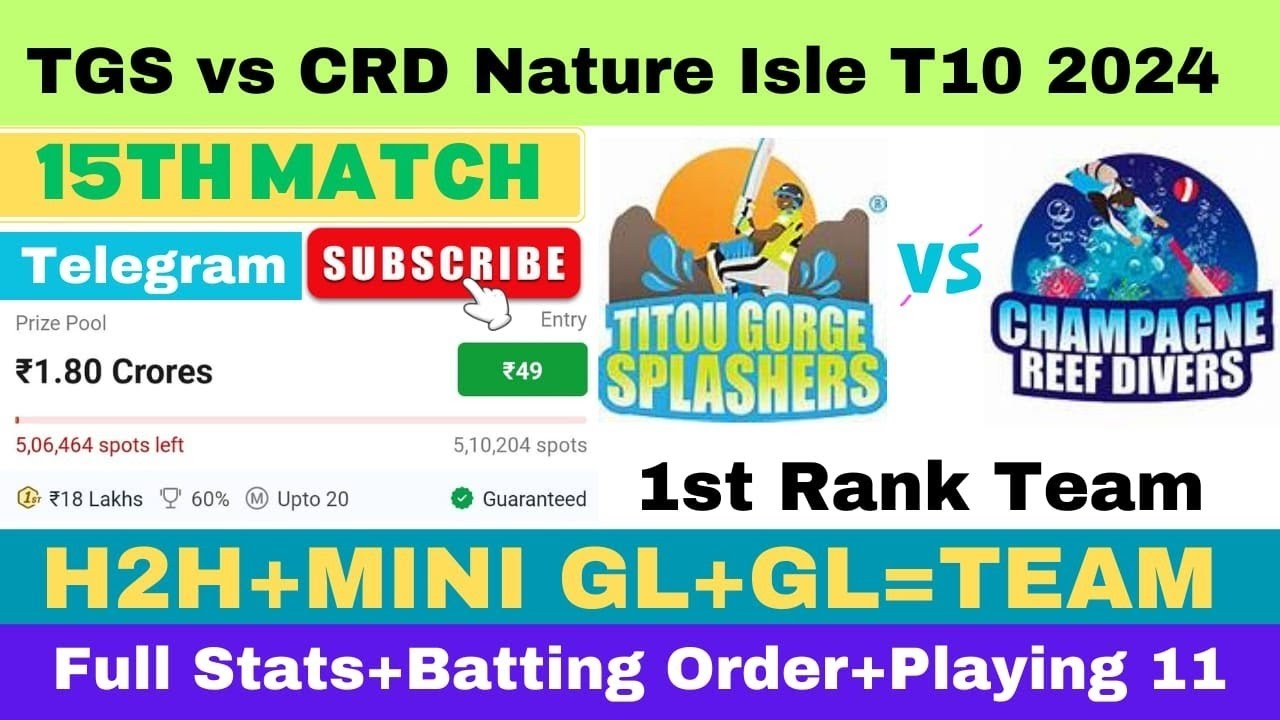 TGS vs CRD || TGS vs CRD Prediction || TGS VS CRD13TH NATURE ISLE T10 ...