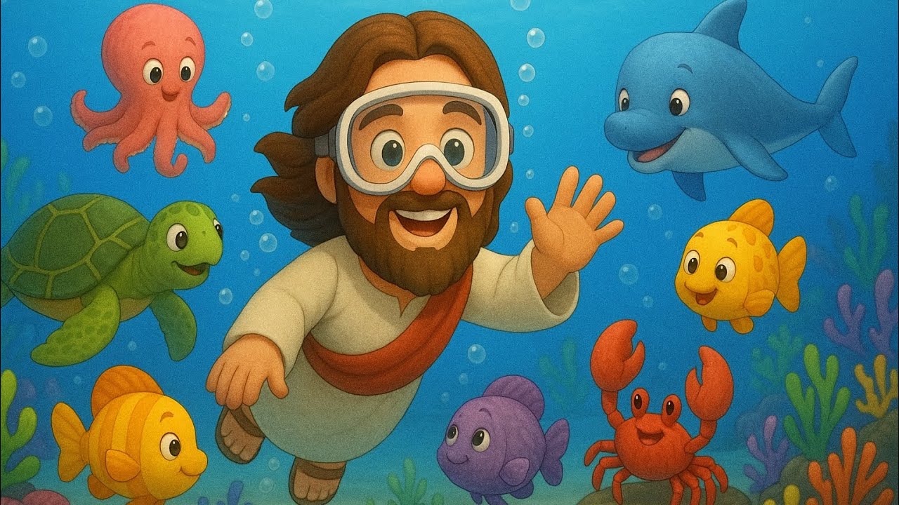 God Made the Deep Blue Sea 🎵 Christian song for kids about the ocean 🎶 ...