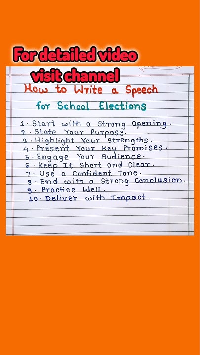 How to Write a School Election Speech in Short | Best Speech Tips for ...