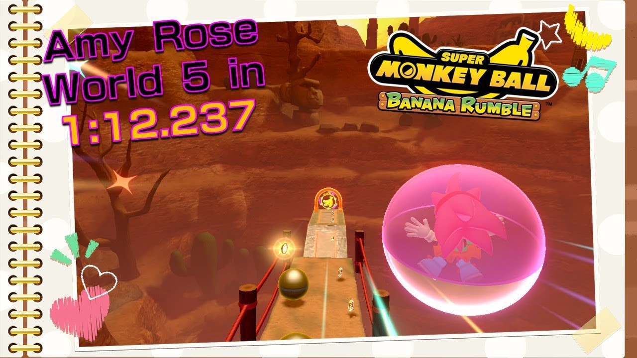 [Amy Rose WR] World 5 in 1:12.237 - Super Monkey Ball Banana Rumble speedrun - YouTube