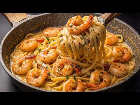 Pasta just like my Italian mother used to make! 5-minute garlic shrimp spaghetti for the whole famil