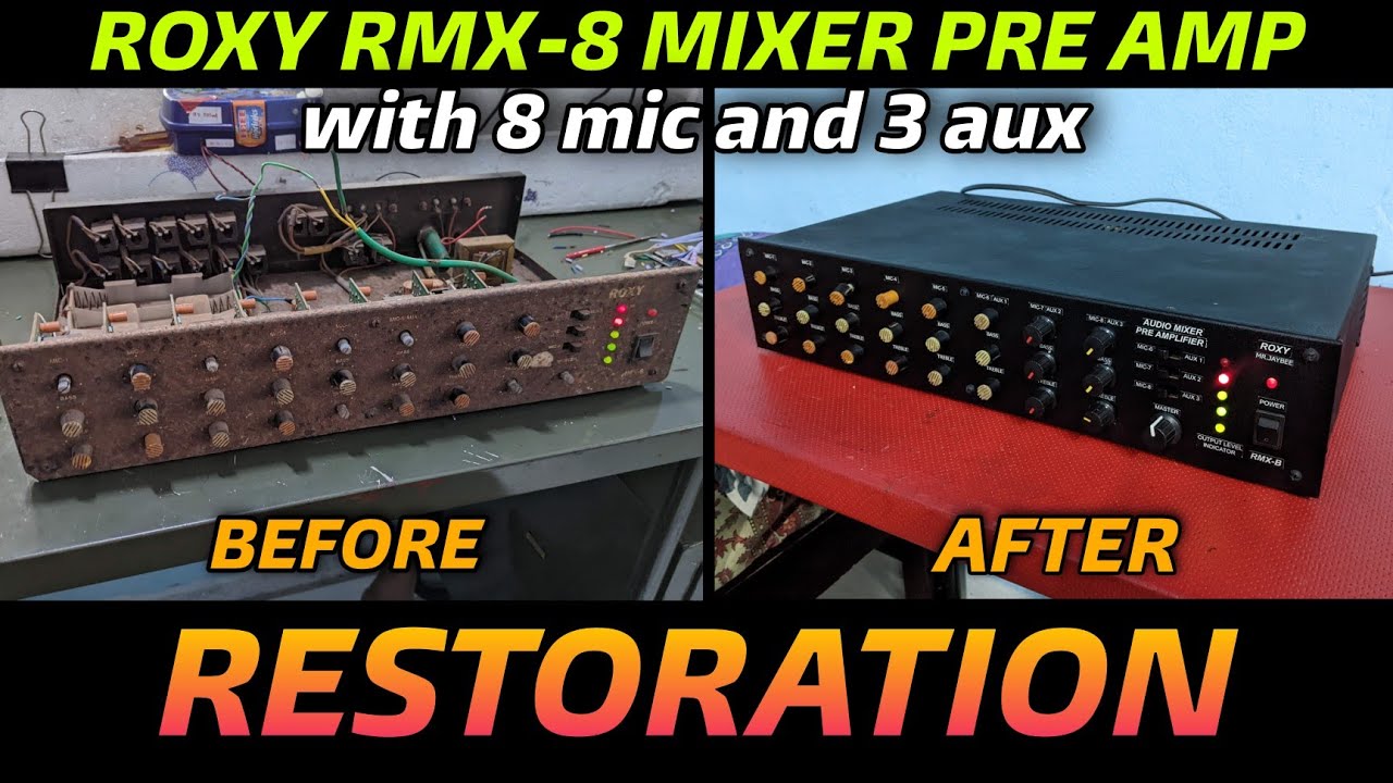 Old mixer pre-amplifier restoration | ROXY RMX-8 Audio mixer Pre ...