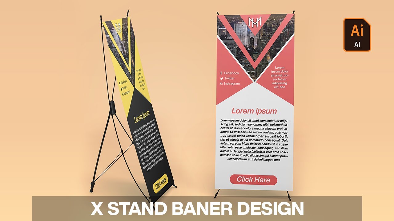How to Create a X Stand Banner Design in Illustrator - YouTube